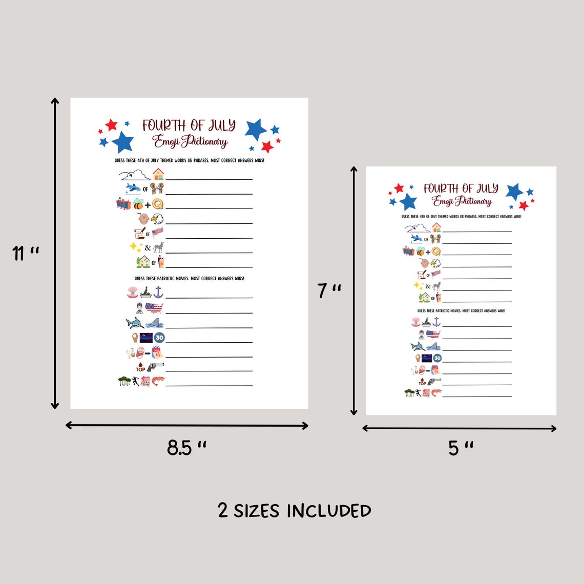July 4th Emoji Pictionary Game Printable, Independence Day Party ...