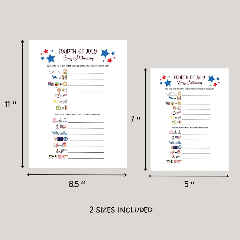 July 4th Emoji Pictionary Game Printable, Independence Day Party ...
