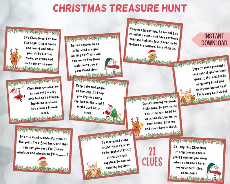 Indoor Christmas Treasure Hunt for Kids Christmas Scavenger - Etsy