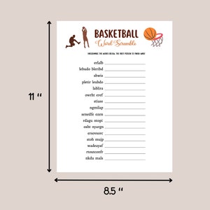 Basketball Word Scramble Game Printable, Basketball Party Game, Mens ...