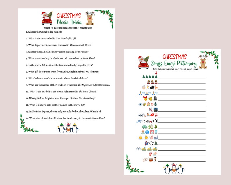 Christmas Party Games Bundle Printable Fun Holiday Game - Etsy
