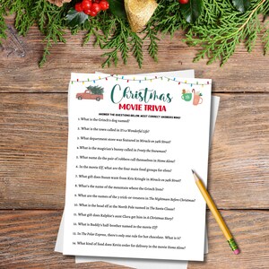Christmas Movie Trivia Game Printable, Fun Holiday Party Game, Movie ...