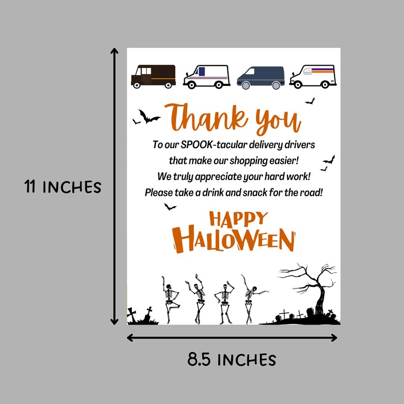 Halloween Delivery Driver Appreciation Sign, Thank You Sign, Snack ...