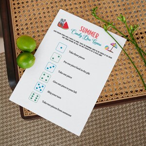 Summer Candy Dice Game Printable, Pool Party Games, Summer Camp ...