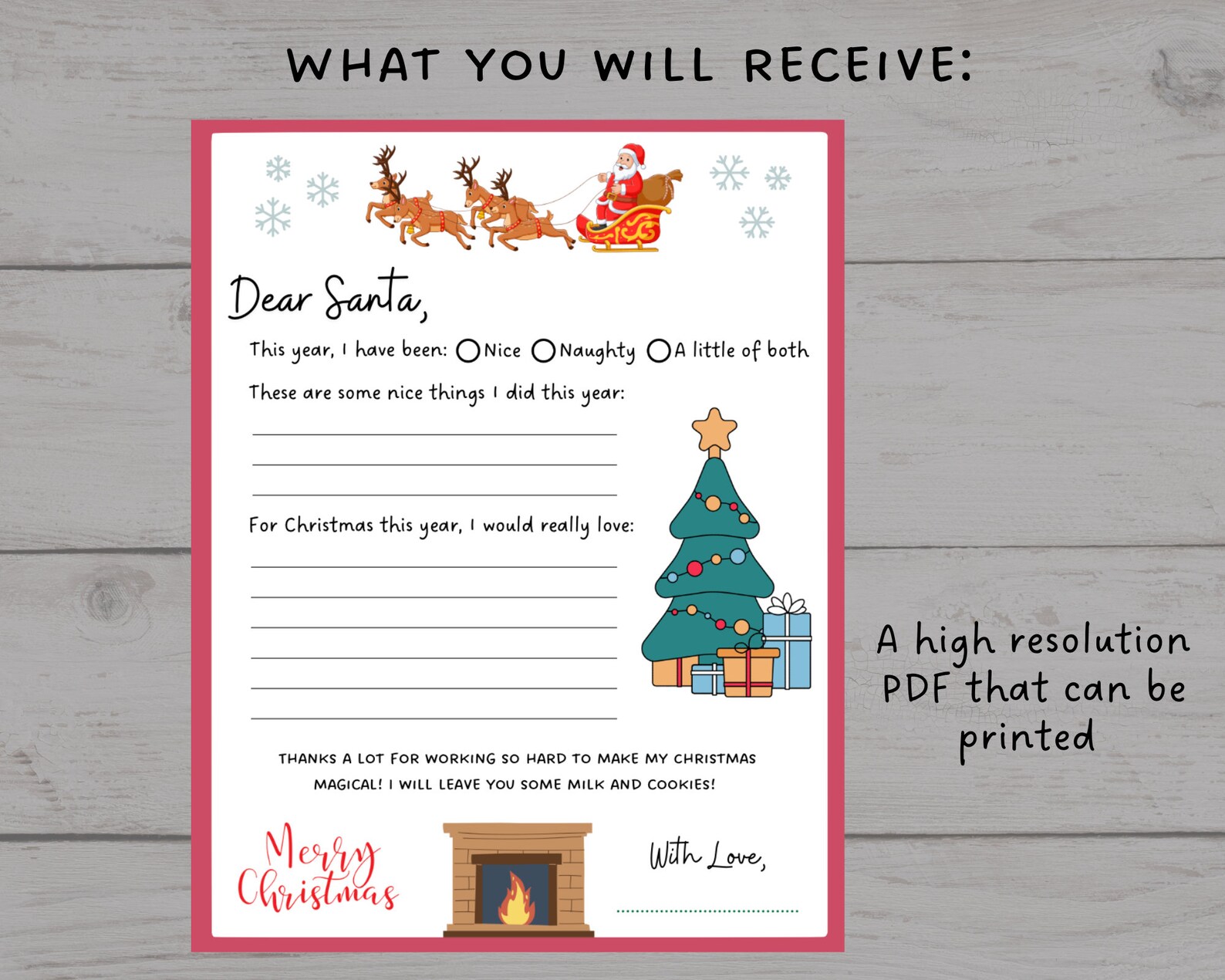 Letter to Santa Claus Printable Dear Santa Letter Kids - Etsy