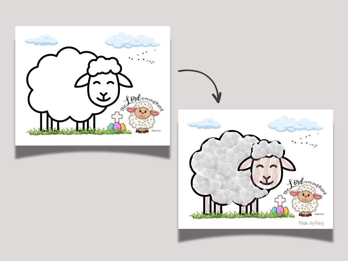 Easter Sheep Lamb Craft Printable Template, DIY Art Religious Keepsake ...