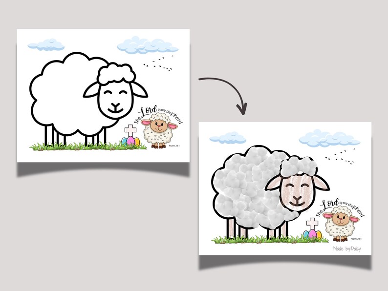 Easter Sheep Lamb Craft Printable Template, DIY Art Religious Keepsake ...