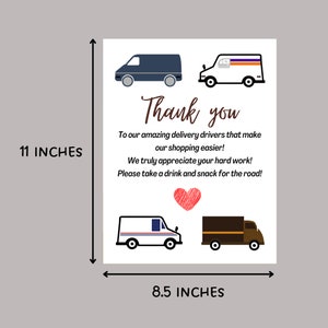 Delivery Driver Appreciation Sign, Thank You Sign, Snack & Drink Sign ...