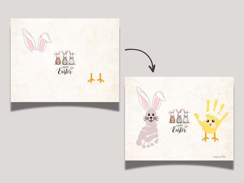 Bunny Chick Easter Handprint Footprint Craft for Kids Printable, DIY ...