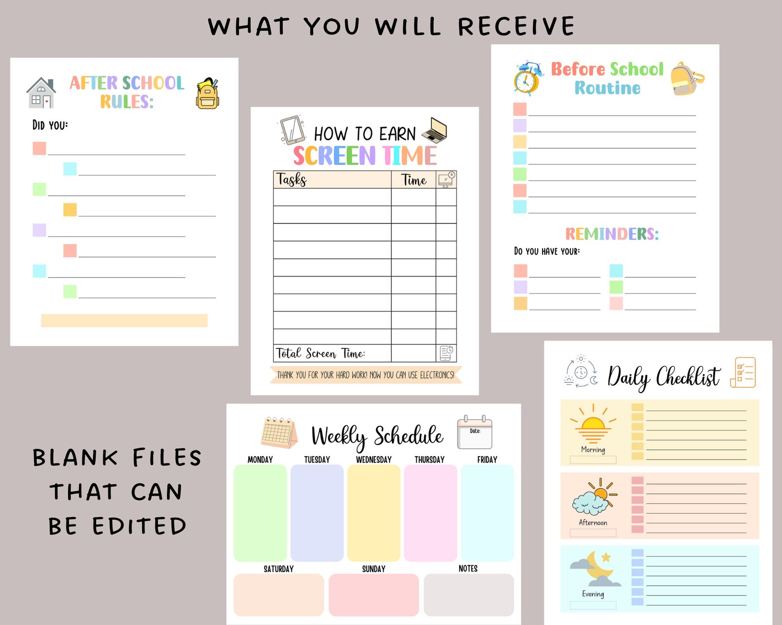 Editable School Planner Kids Printable Back to School Bundle - Etsy ...