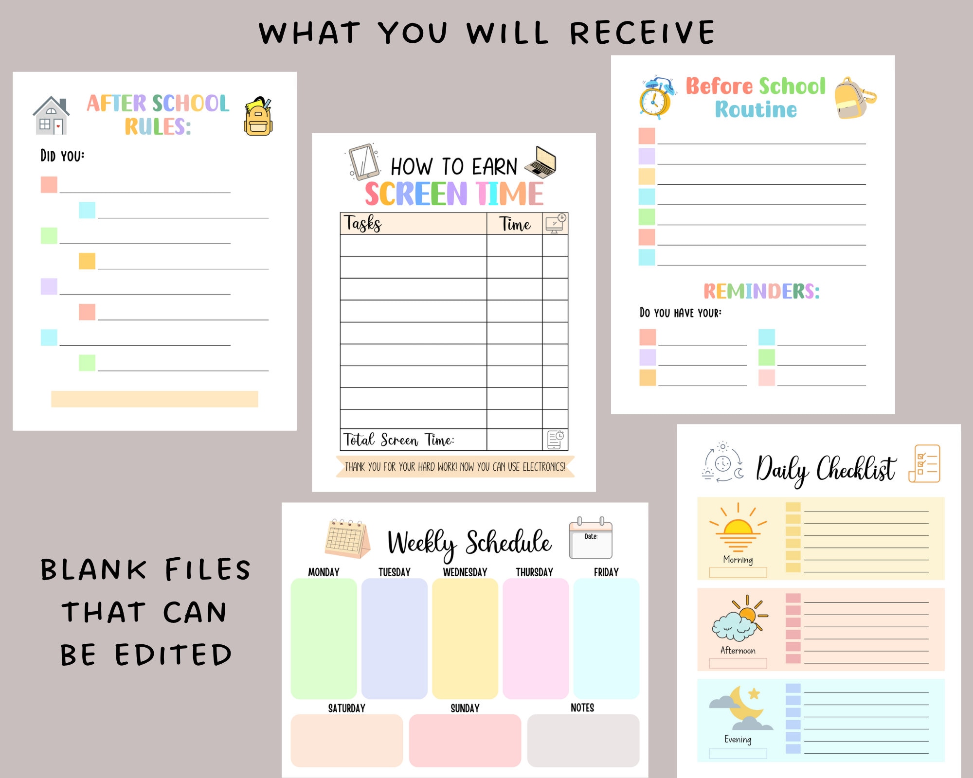 Editable School Planner Kids Printable Back to School Bundle - Etsy ...