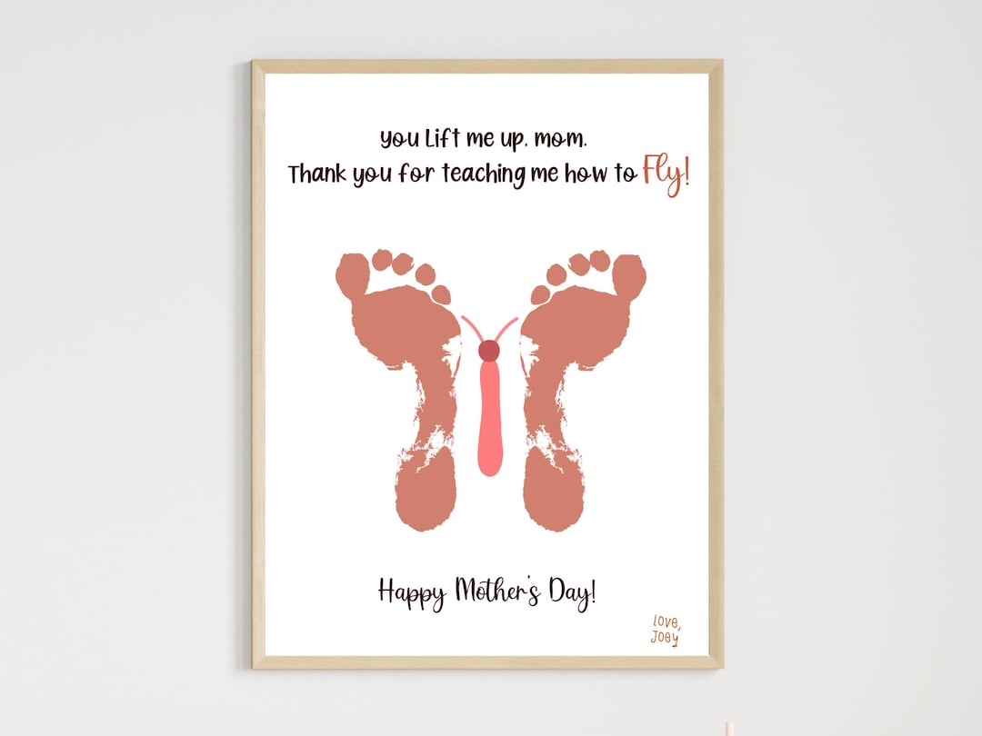Mothers Day Butterfly Footprint Craft for Kids Printable Card Art ...