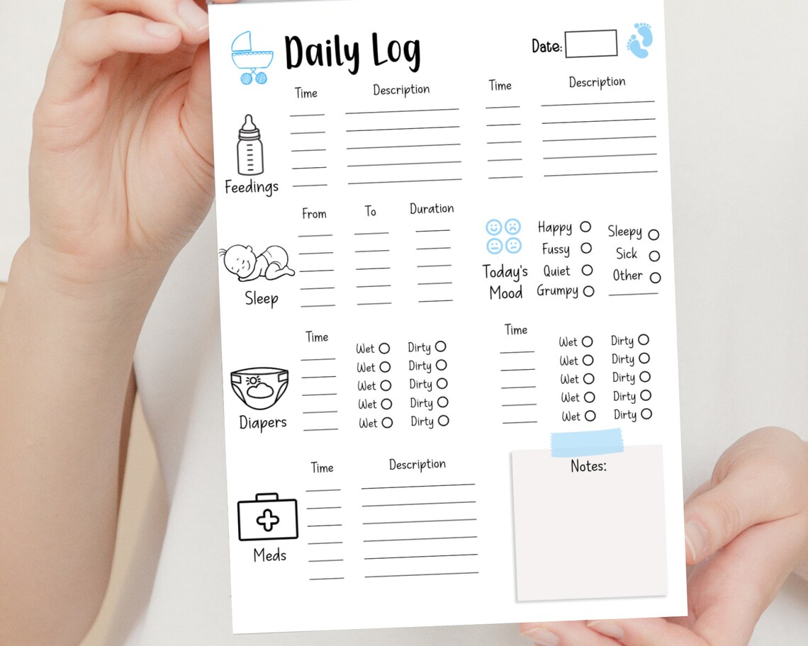 Infant Daily Log Printable Baby Daily Log Template Baby Care - Etsy