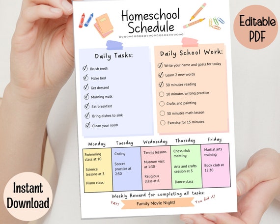 Homeschool Schedule Homeschool Planner Printable Homeschool - Etsy