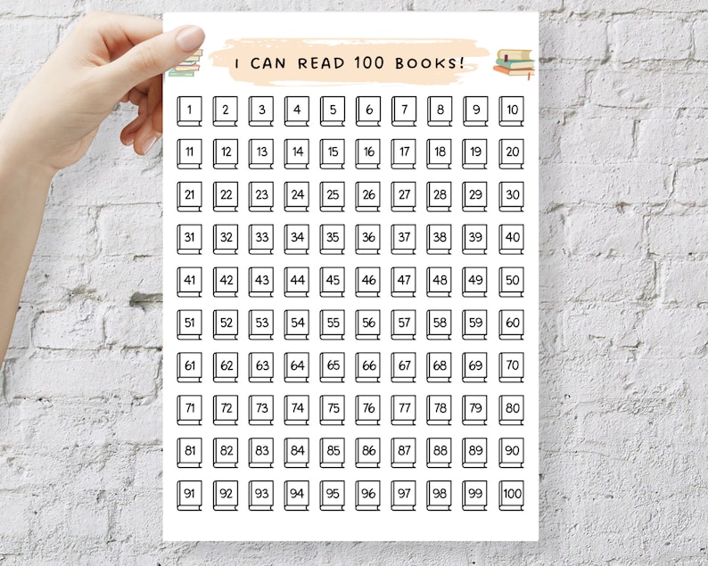 Printable Reading Chart Kids Reading Log Tracker 50 100 - Etsy