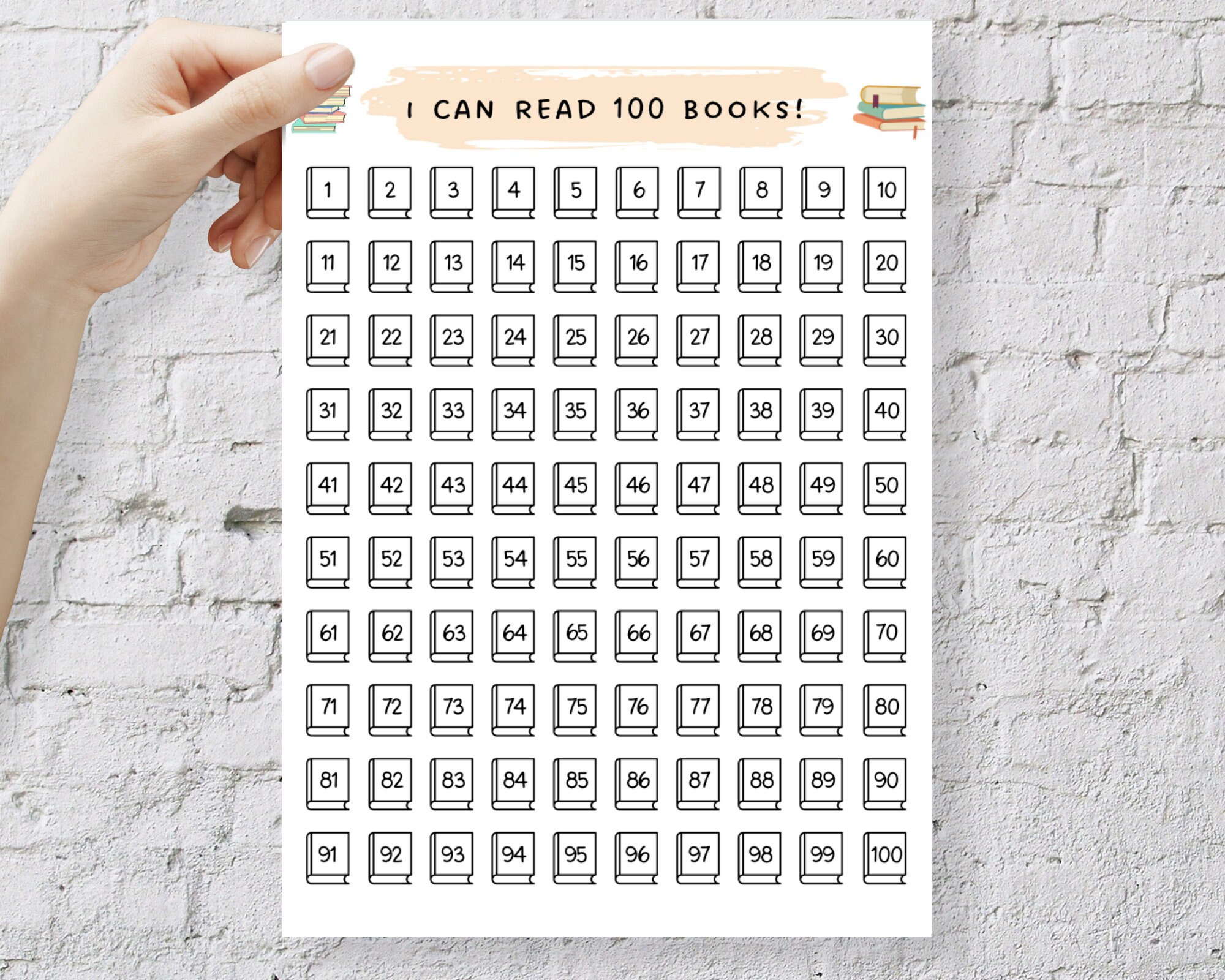 Printable Reading Chart Kids Reading Log Tracker 50 100 - Etsy
