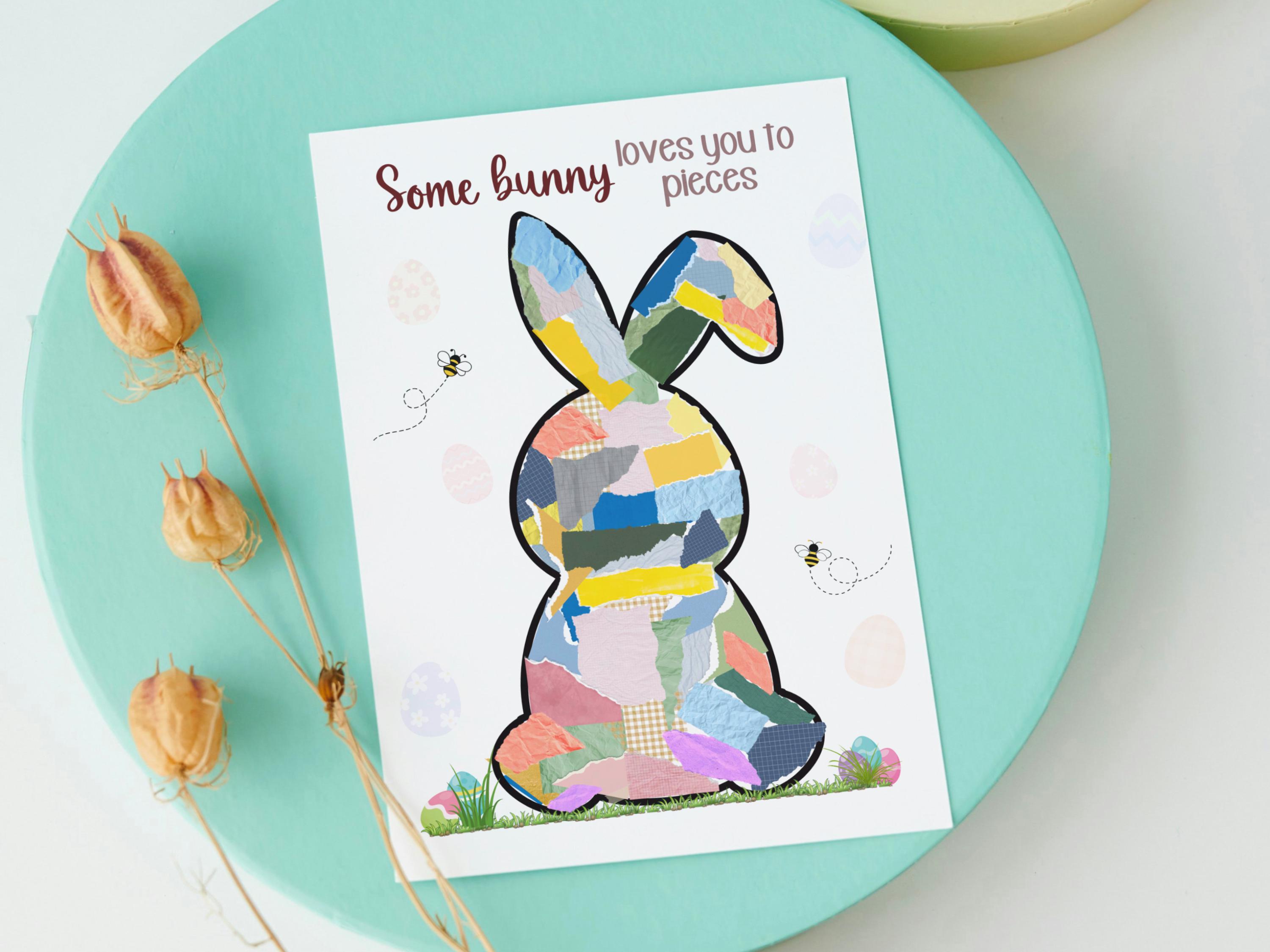 Easter Bunny Crafts for Kids Printable DIY Torn Paper Art Activity ...