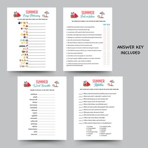 Summer Camp Games Bundle Printable, Summertime Beach Party Games Adult ...