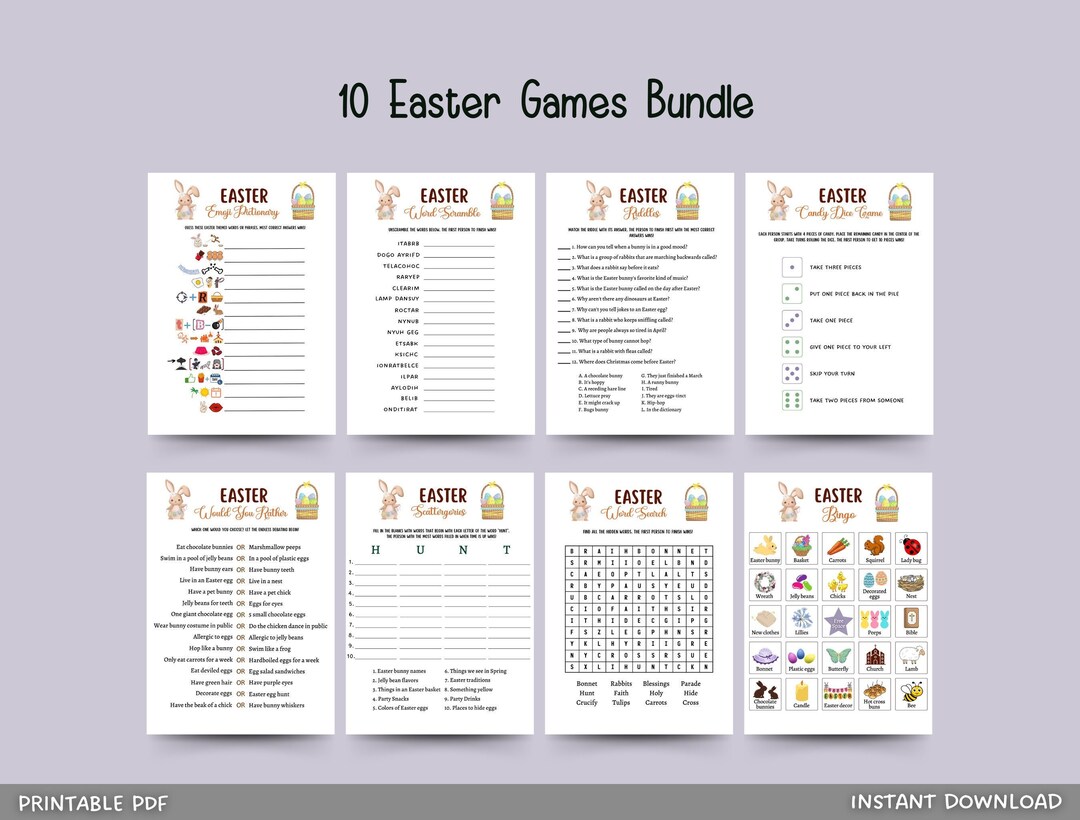 Easter Games Bundle Printable, Easter Activity Kids, Easter Party Games ...