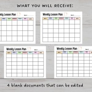 Weekly Lesson Plan Printable Editable Weekly School Schedule - Etsy