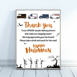 Halloween Delivery Driver Appreciation Sign, Thank You Sign, Snack ...