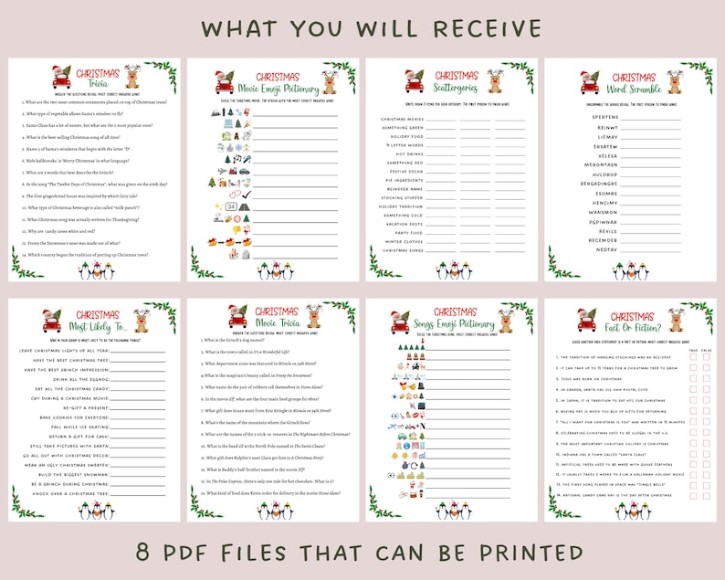 Christmas Party Games Bundle Printable Fun Holiday Game - Etsy