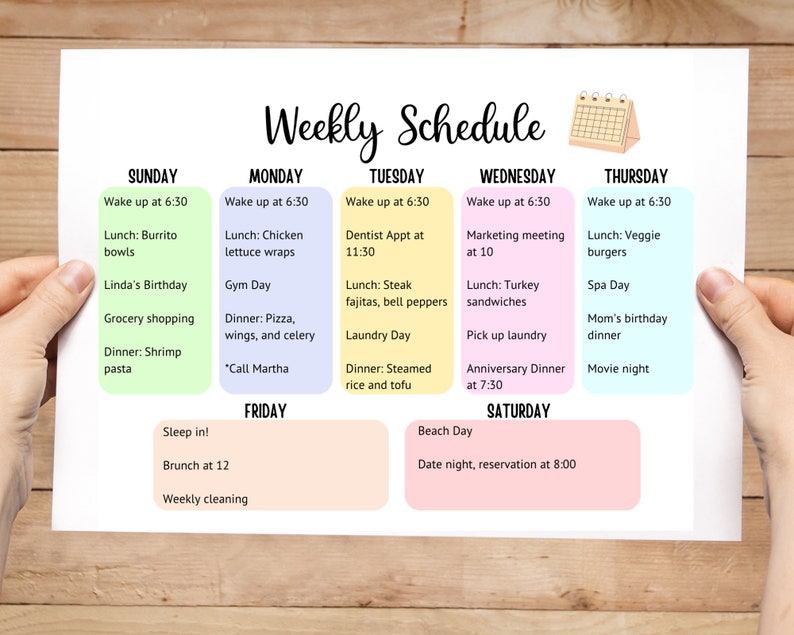 Kids Weekly Planner Printable Editable Weekly Schedule Kids - Etsy