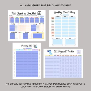 Household Planner Printable, Home Management Bundle, Editable Cleaning ...