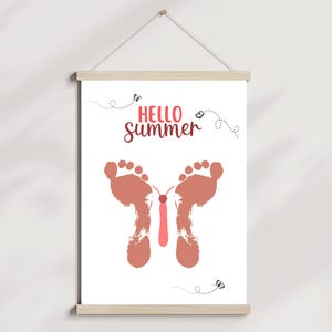Hello Summer Footprint Craft Printable, DIY Butterfly Art Project for ...