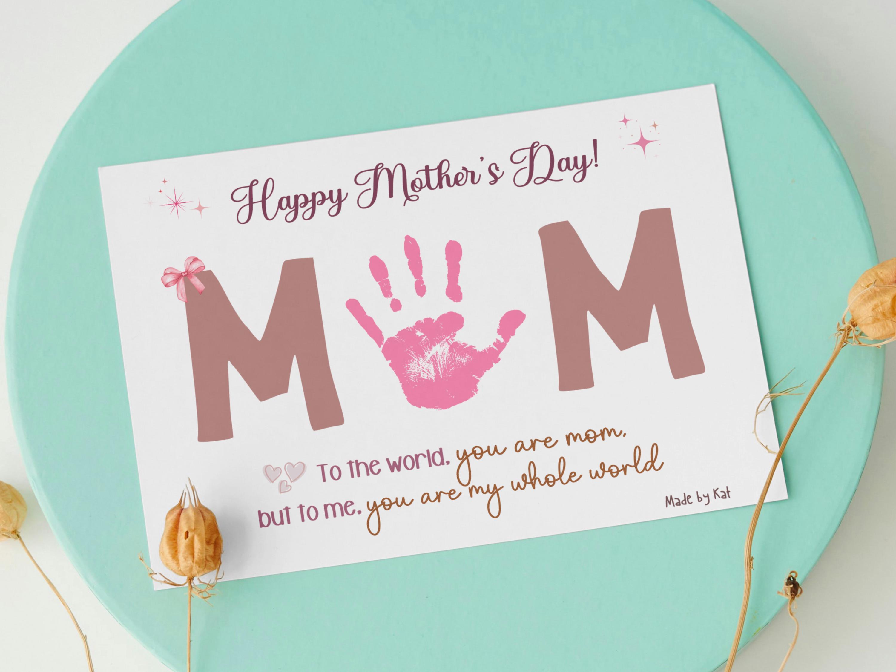 Mom Handprint Craft for Kids Printable, Mothers Day Mommy DIY Hand Wall ...
