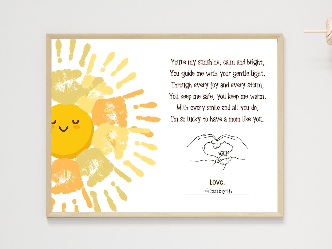 Mom Handprint Craft for Kids Printable Mothers Day Poem DIY Hand Art ...