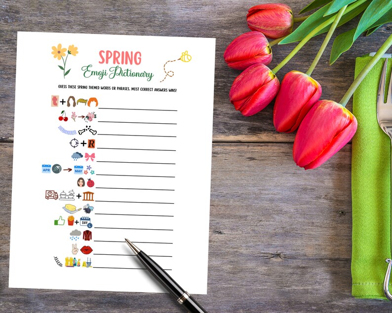 Spring Emoji Pictionary Game Printable Spring Activities for - Etsy