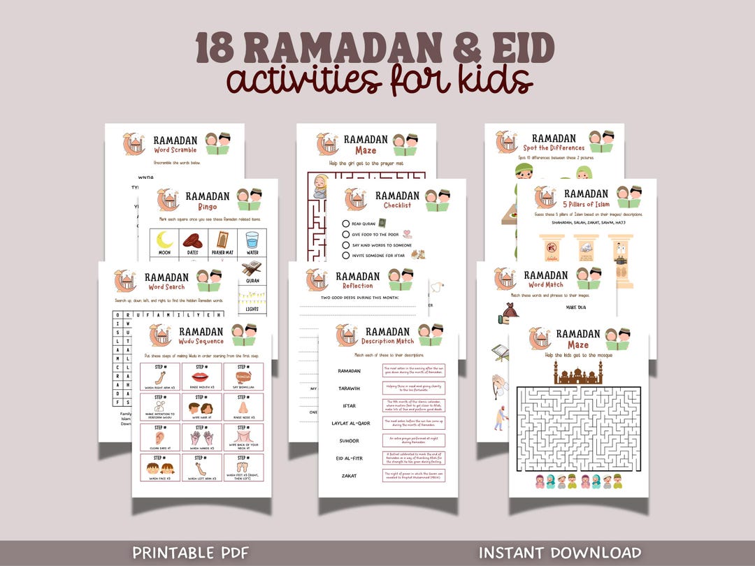Ramadan Activity Pack Printable Eid Islamic Worksheets for Kids ...