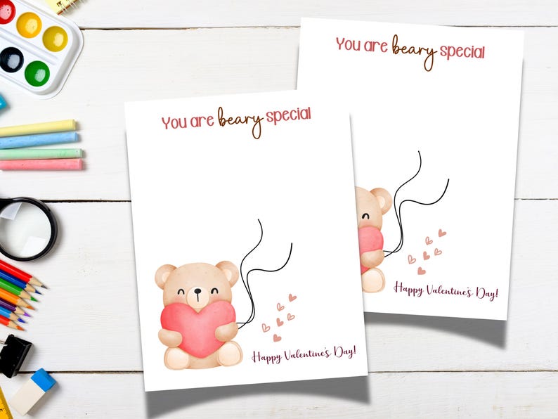 Valentines Day Handprint Holiday Crafts Printable, DIY Bear Art for ...