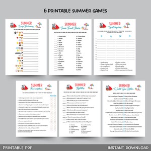 Summer Camp Games Bundle Printable Summertime Beach Party - Etsy