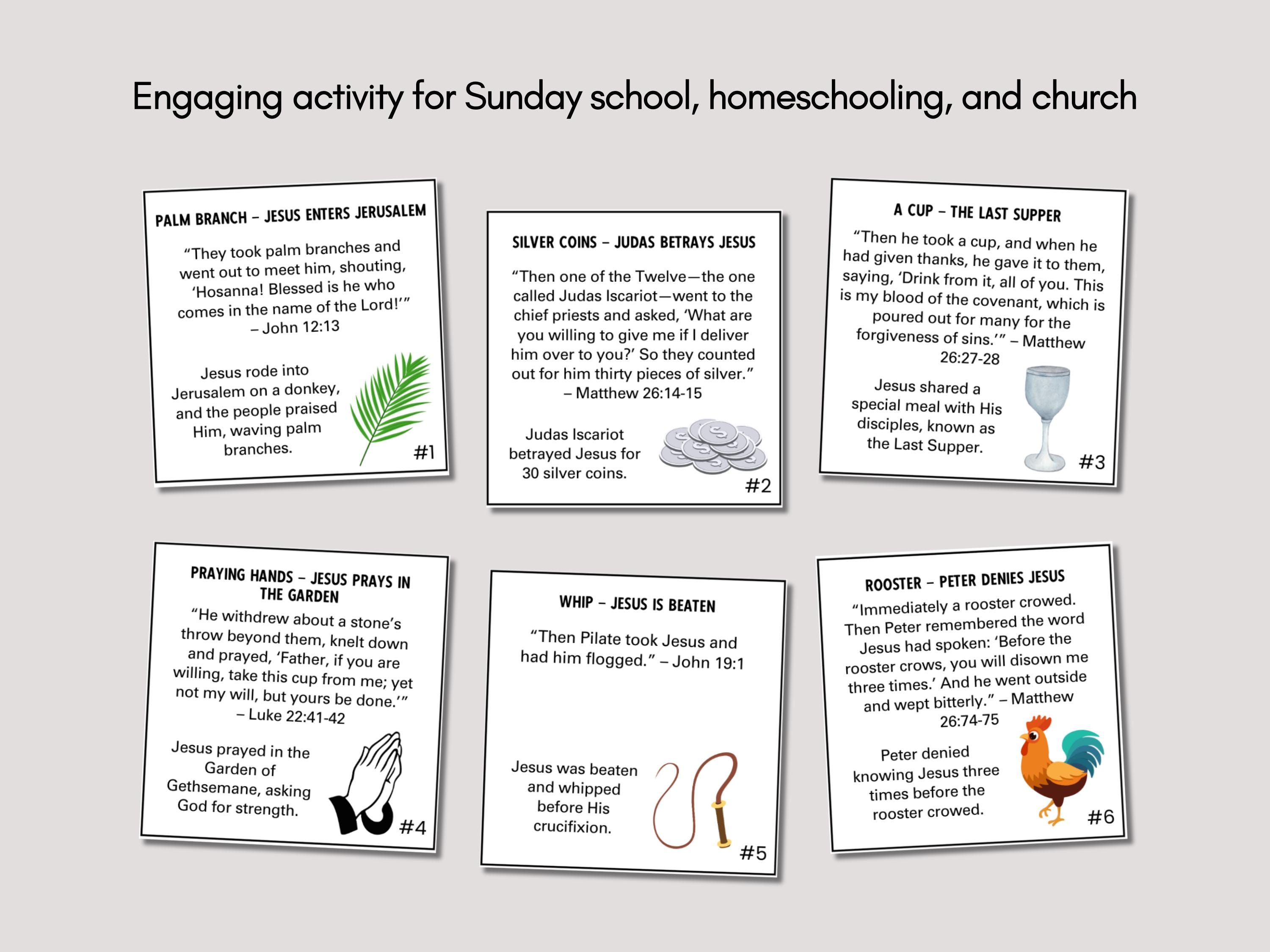 Easter Story Resurrection Eggs Printable for Kids, Holy Week Cards ...