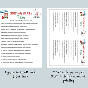 Christmas in July Trivia Game Printable Summer Christmas - Etsy