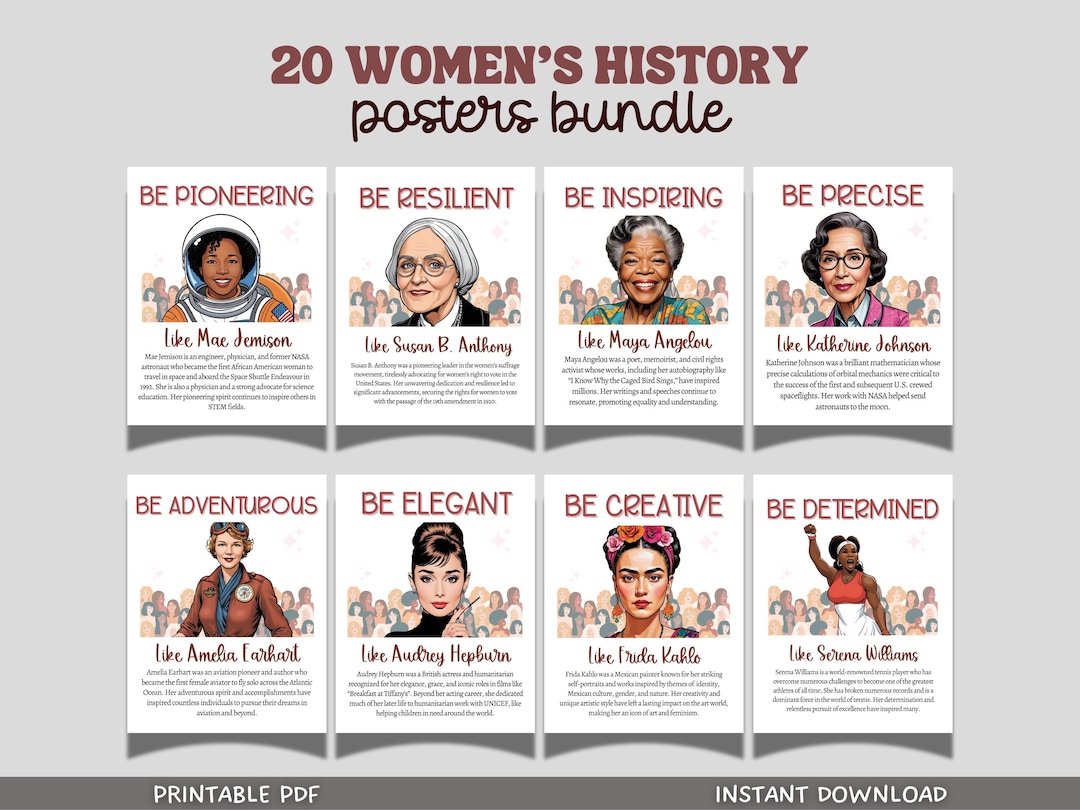 Women's History Month Posters Printable, Inspirational Historical ...