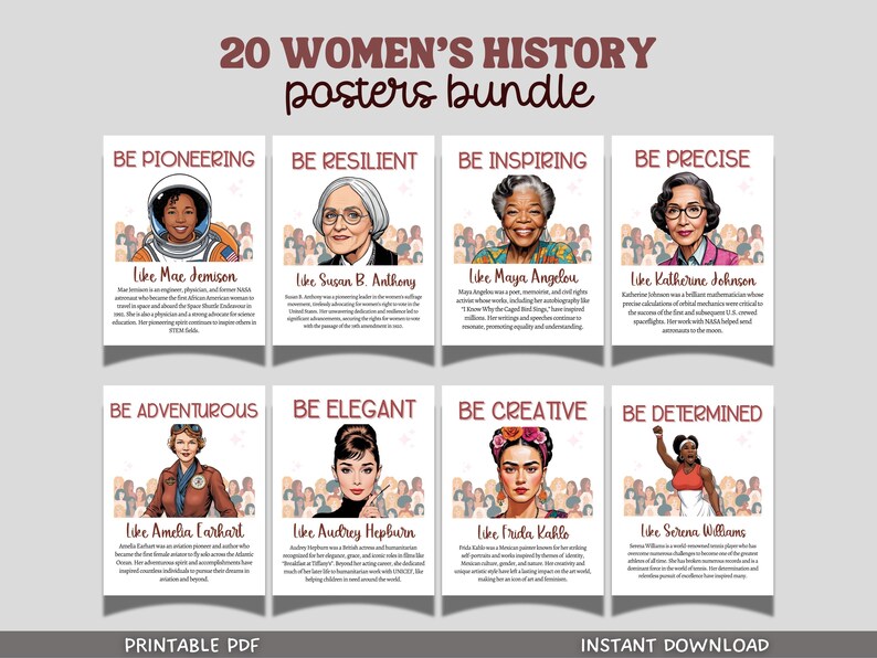 Women's History Month Posters Printable, Inspirational Historical ...