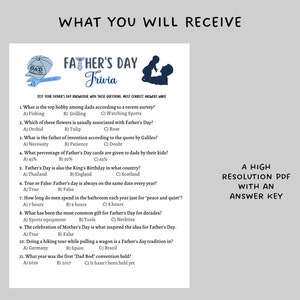 Father's Day Trivia Game Printable Fathers Day Ideas Fun - Etsy