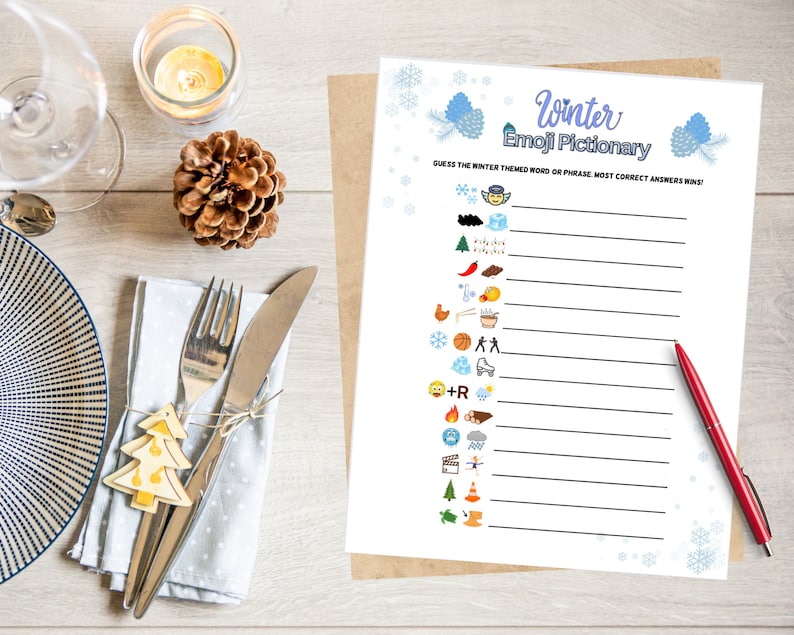 Winter Emoji Pictionary Game Printable Holiday Party Games - Etsy