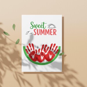Watermelon Summer Handprint Craft Printable, DIY Art Project for Kids ...