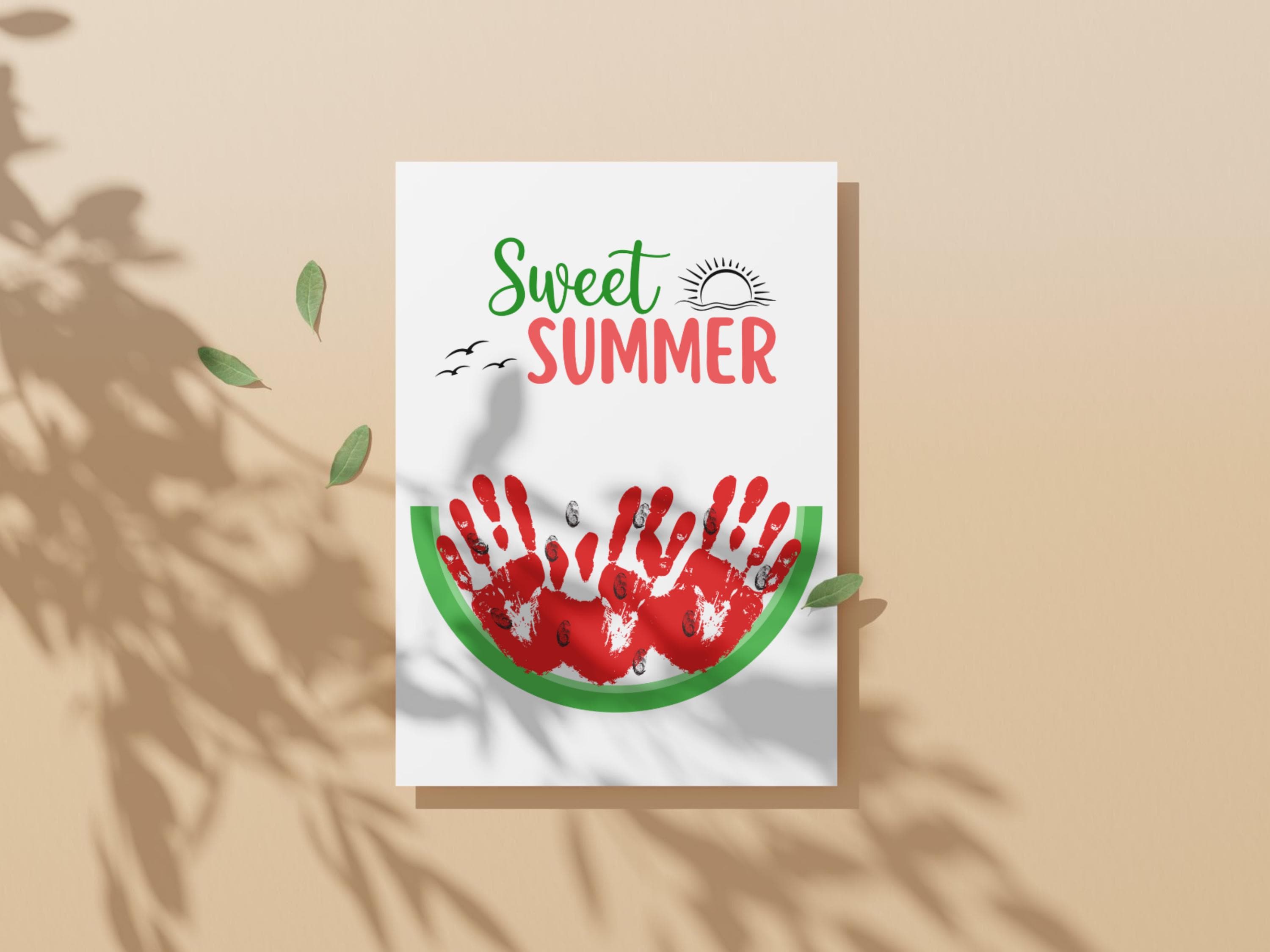 Watermelon Summer Handprint Craft Printable, DIY Art Project for Kids ...