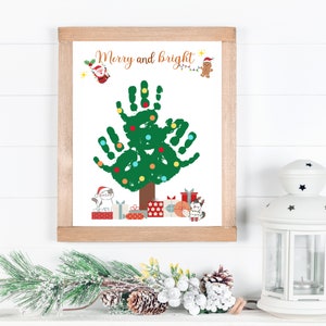 Christmas Handprint Footprint Art & Crafts Printable, DIY Holiday ...