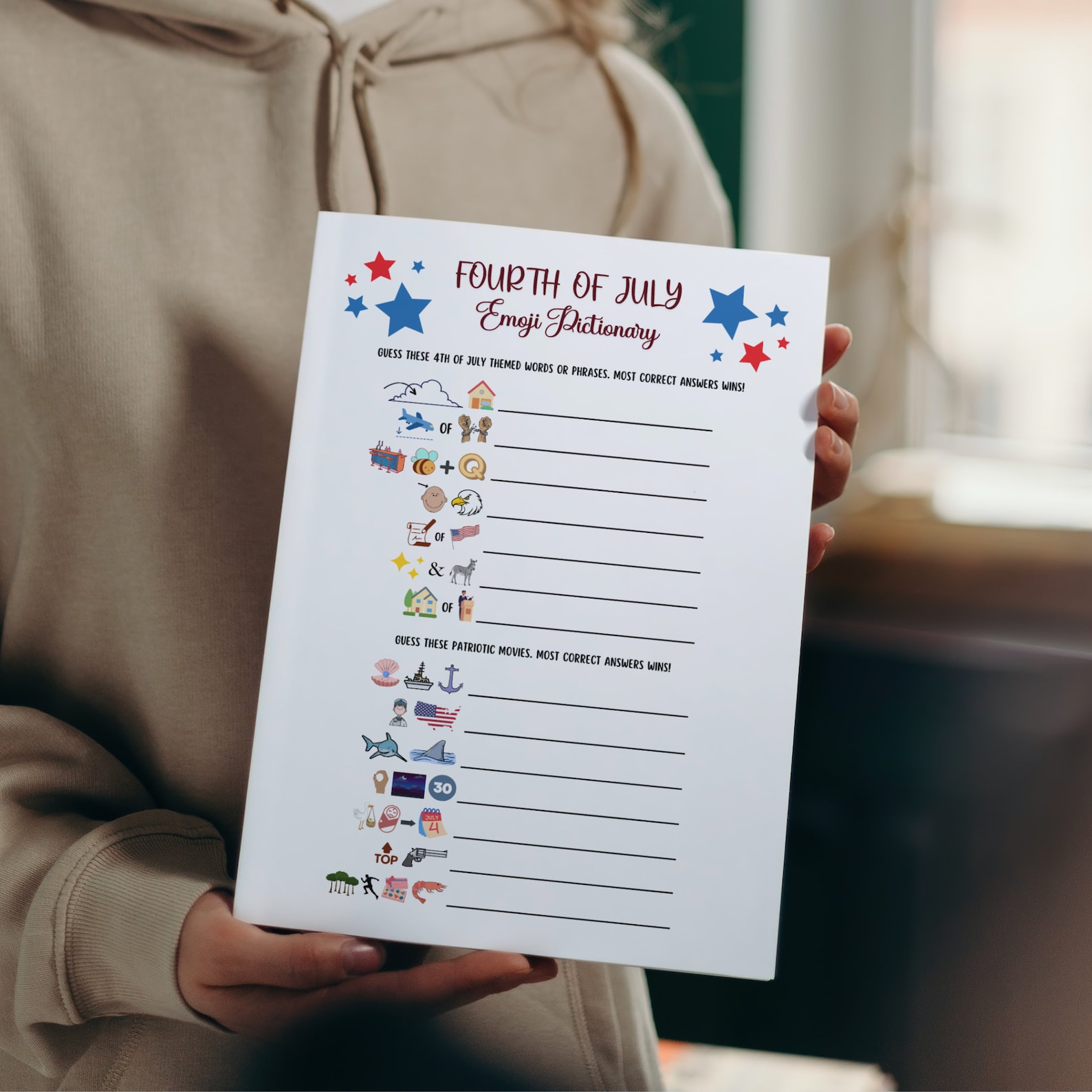 July 4th Emoji Pictionary Game Printable, Independence Day Party ...