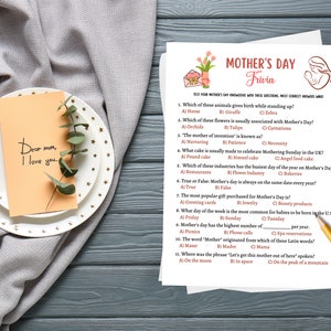 Mother's Day Trivia Game Printable Mothers Day Party - Etsy