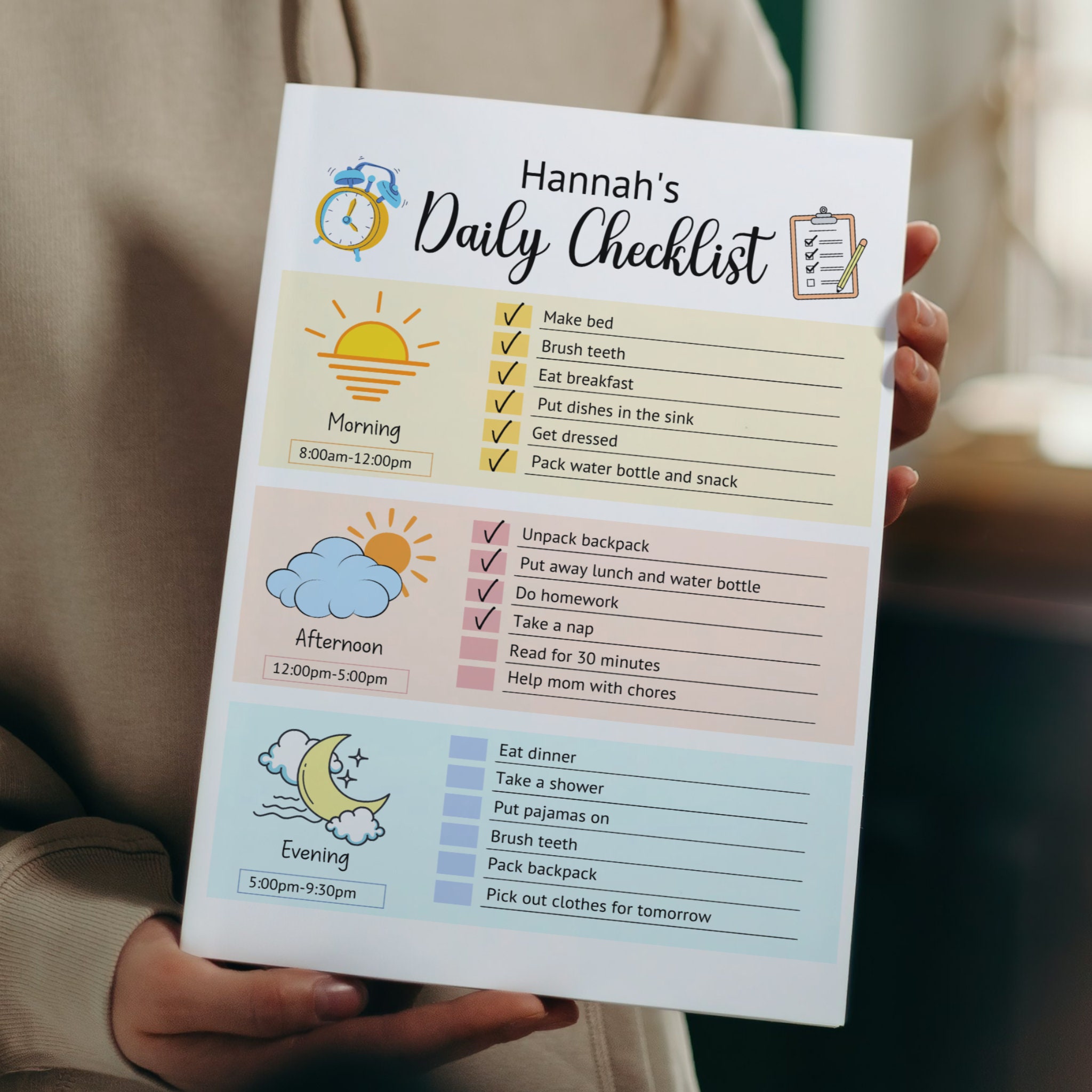 Daily Checklist Chore Chart Kids, Daily Routine Printable, Kids to Do ...