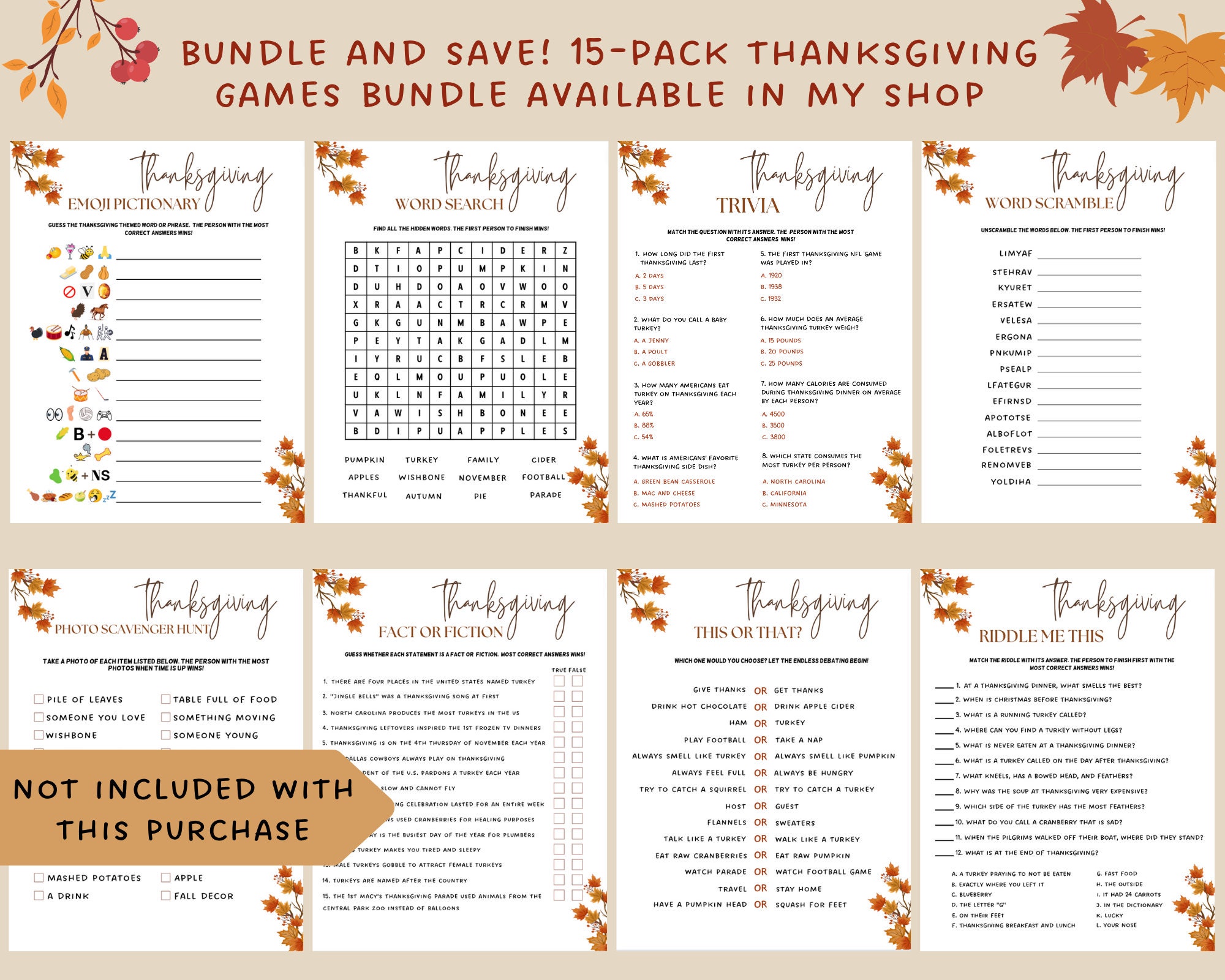 Thanksgiving Trivia Game Printable Fun Friendsgiving Game - Etsy