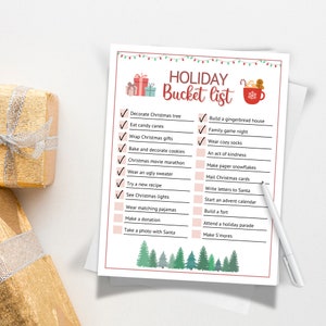Holiday Bucket List Printable, Editable Christmas Bucket List, Winter ...
