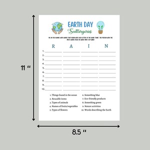 Earth Day Games Printable, Environmental Activity Trivia, Scattergories ...